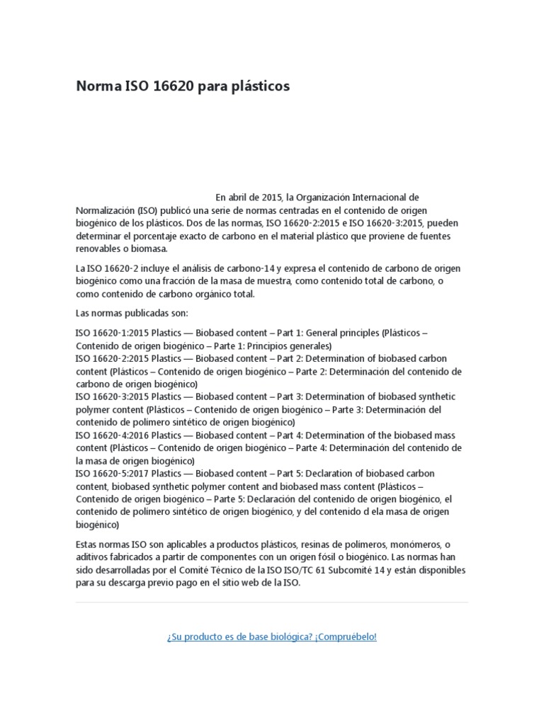 Norma ISO 16620 para Plásticos | PDF | Organización internacional para ...