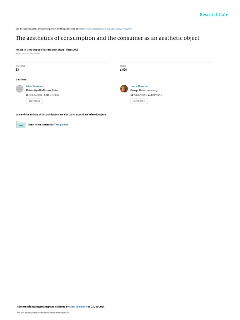 The Aesthetics of Consumption and The Consumer As PDF | PDF ...