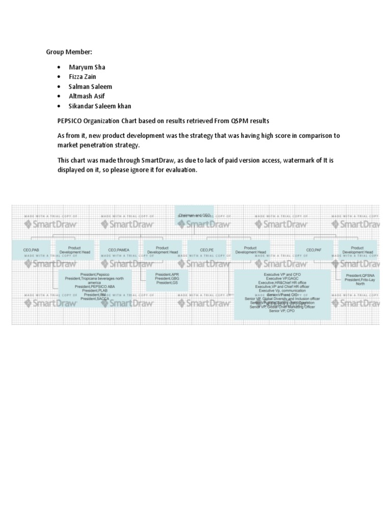 PepsiCo Organizational Chart Overview | PDF | Pepsi Co | Market (Economics)