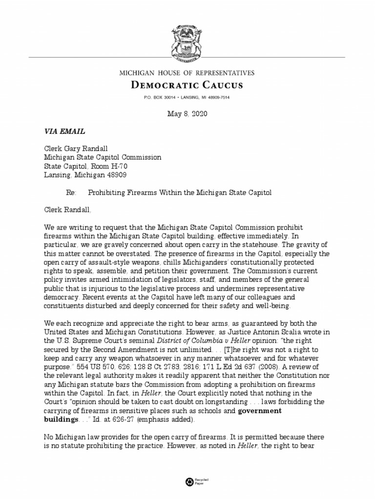 Letter To Capitol Commission | PDF | Concealed Carry In The United ...