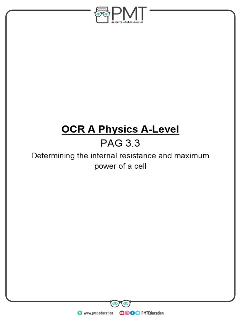 Internal Resistance & Power of a Cell | PDF | Resistor | Electrical ...