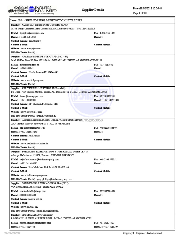Eil Pipe PDF | PDF | Dubai | Industrial Organization