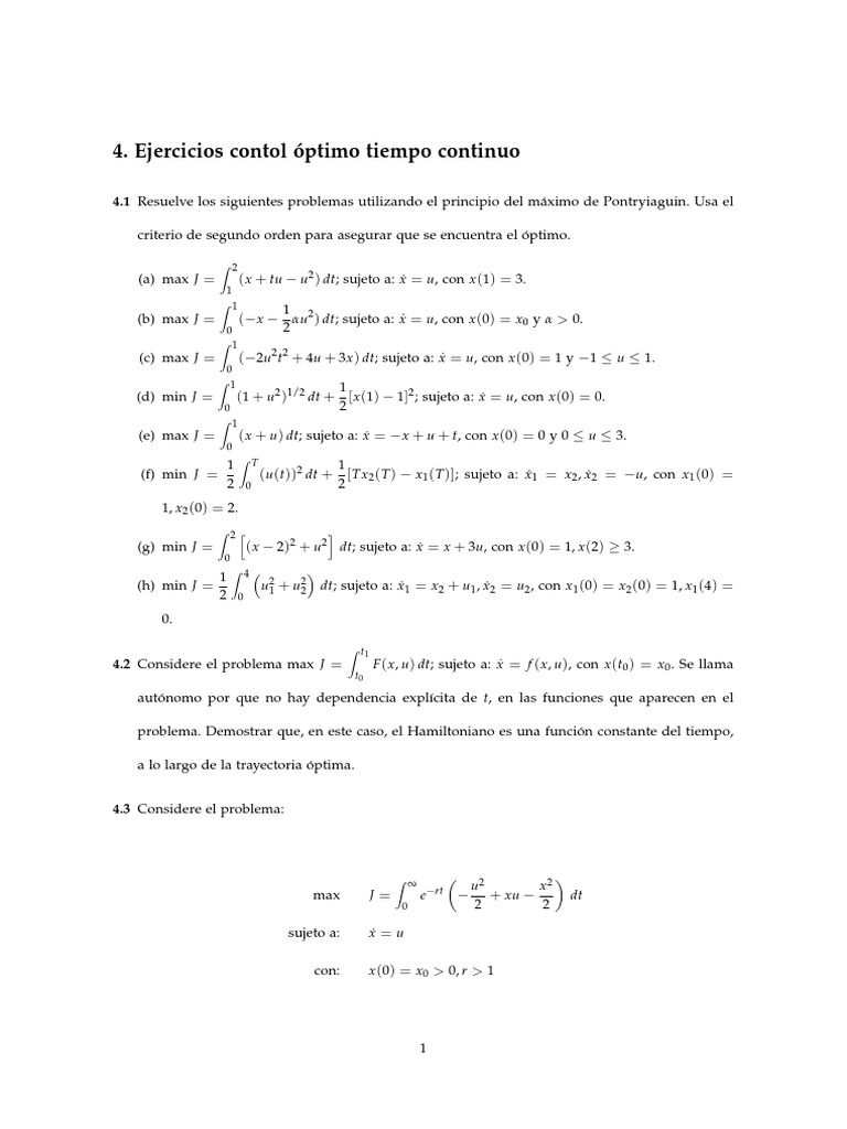 Control Optimo Tiempo Continuo PDF | PDF | Mercado (economía) | Inversiones