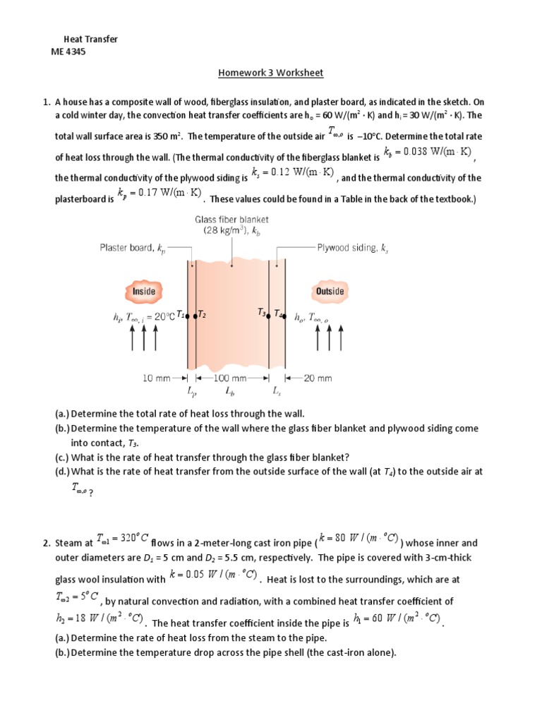 HW 3 Worksheet | PDF | Heat Transfer | Thermal Insulation