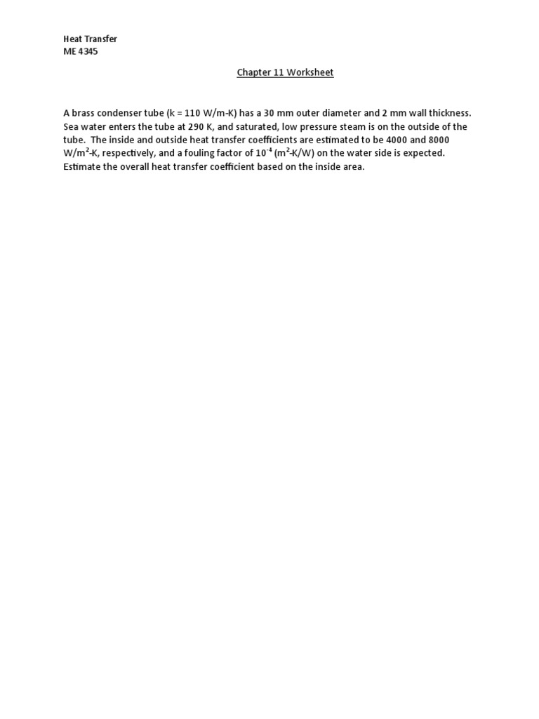 Overall Heat Transfer Coefficient Calculation | PDF | Art | Technology ...