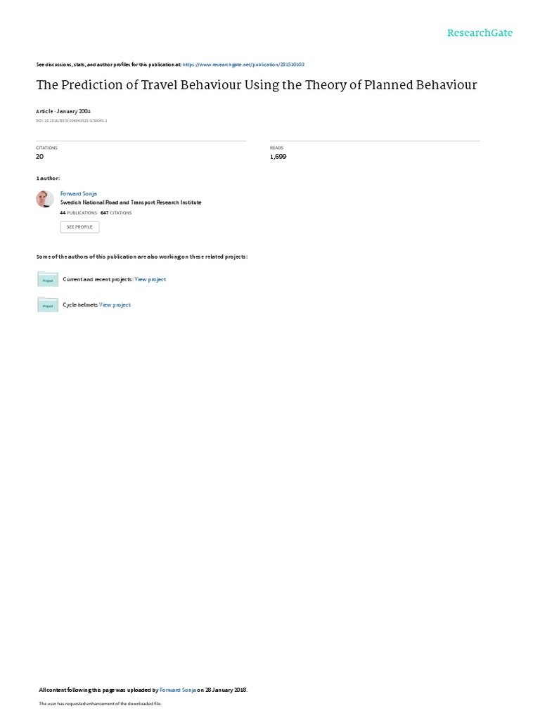 The Prediction of Travel Behaviour Using The Theory of Planned ...