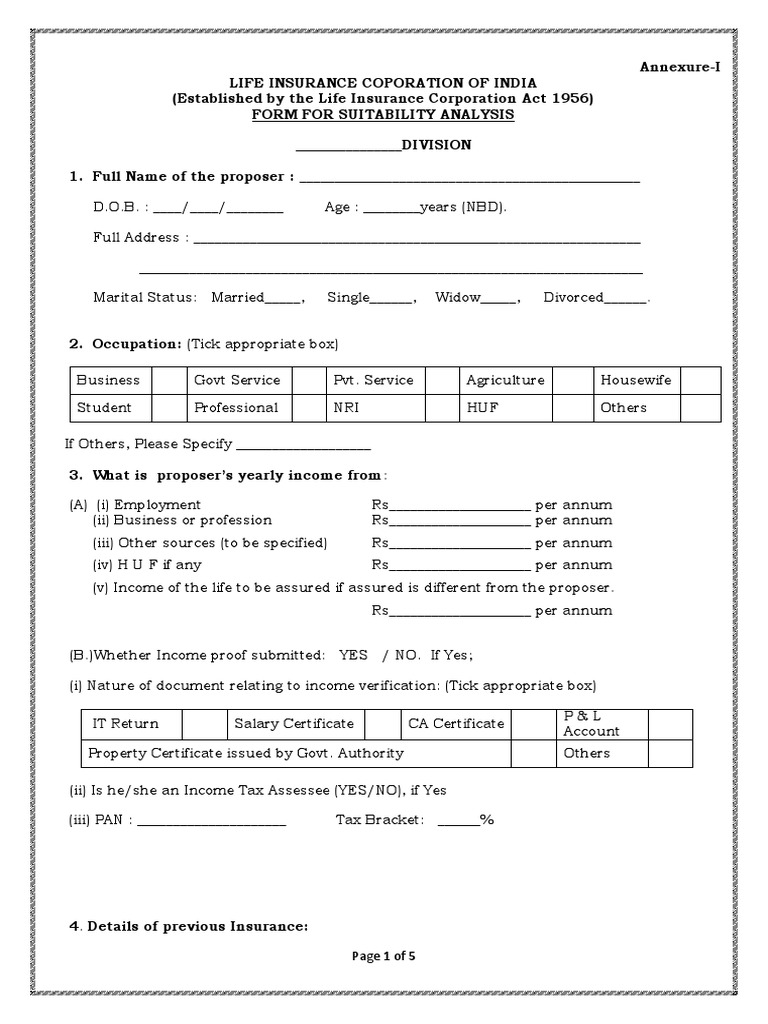Suitability Analysis Form | PDF | Life Annuity | Insurance