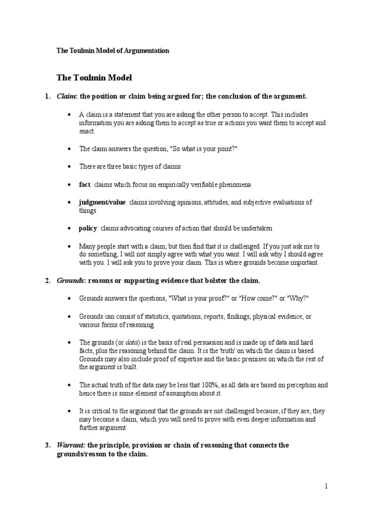The Toulmin Model of Argumentation - Moodle | PDF | Argument | Smoking