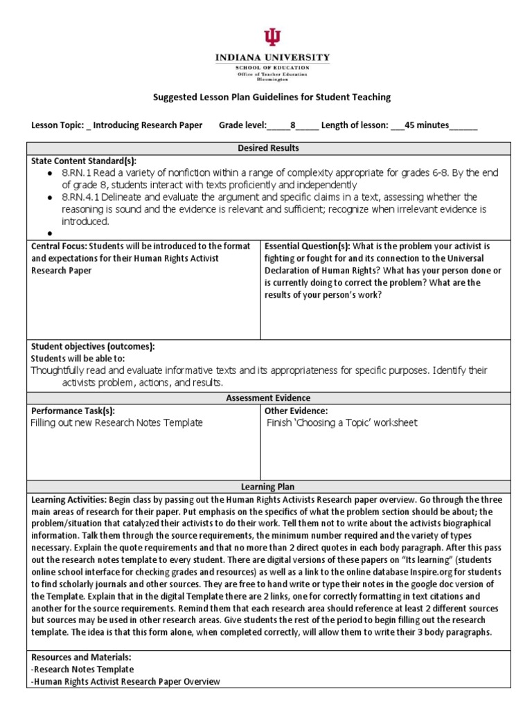 Suggested Lesson Plan Guidelines For Student Teaching | PDF | Lesson ...