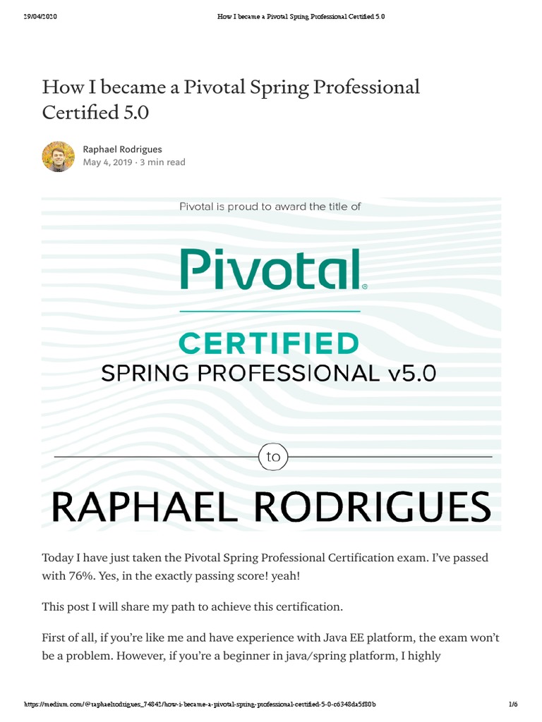 How I Became A Pivotal Spring Professional Certified 5.0 PDF | PDF ...