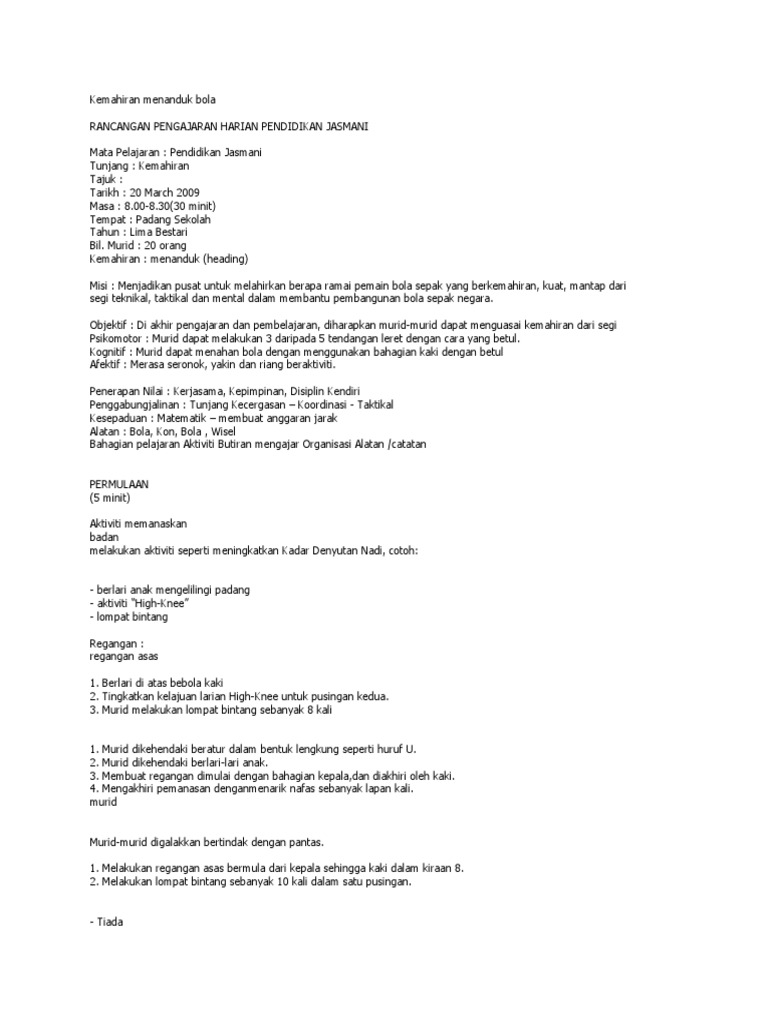 Kemahiran Menanduk Bola | PDF