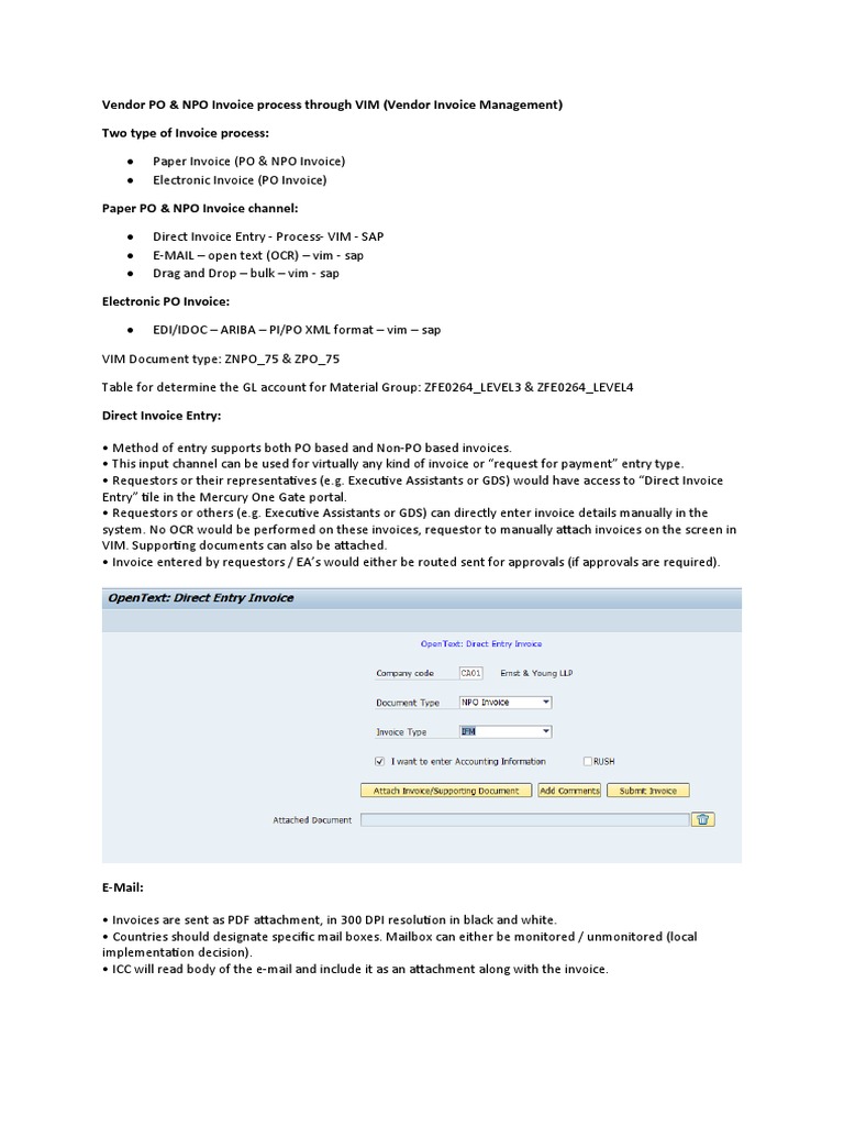 Vendor PO & NPO Invoice Process Through VIM (Vendor Invoice Management ...