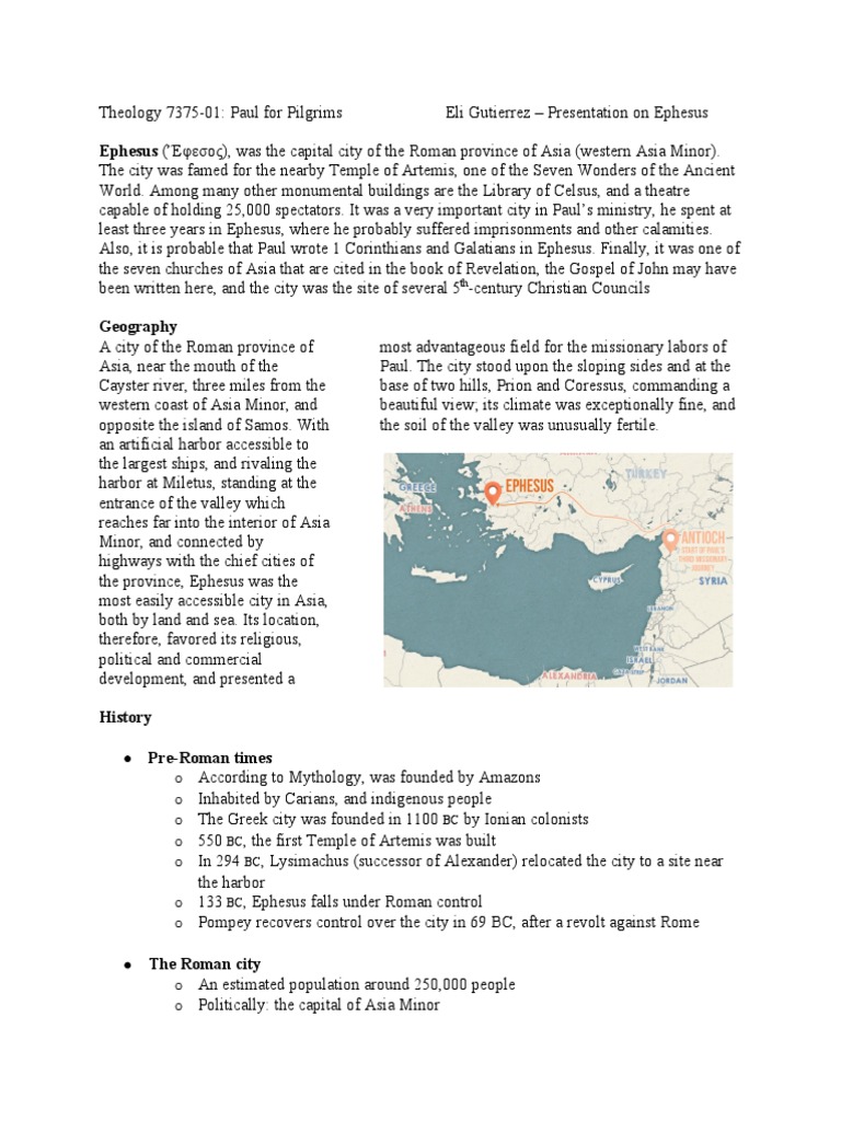 Ephesus (Ἔφεσος), was the capital city of the Roman province of Asia ...