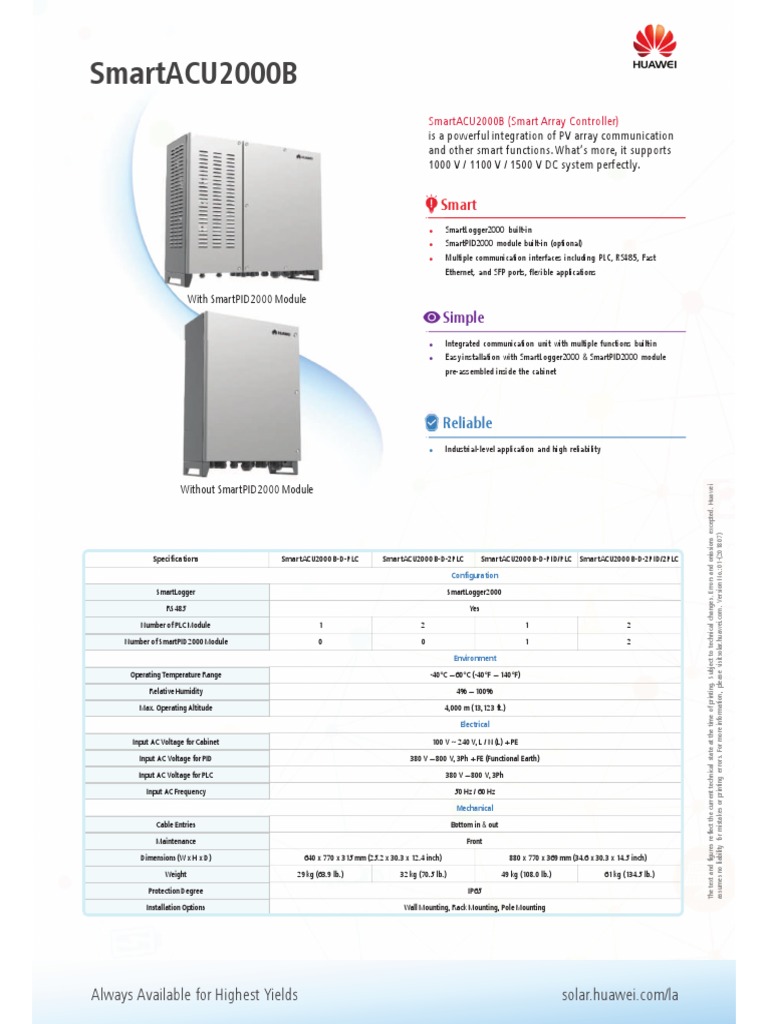 SmartACU2000B Specifications Overview | PDF | Programmable Logic ...
