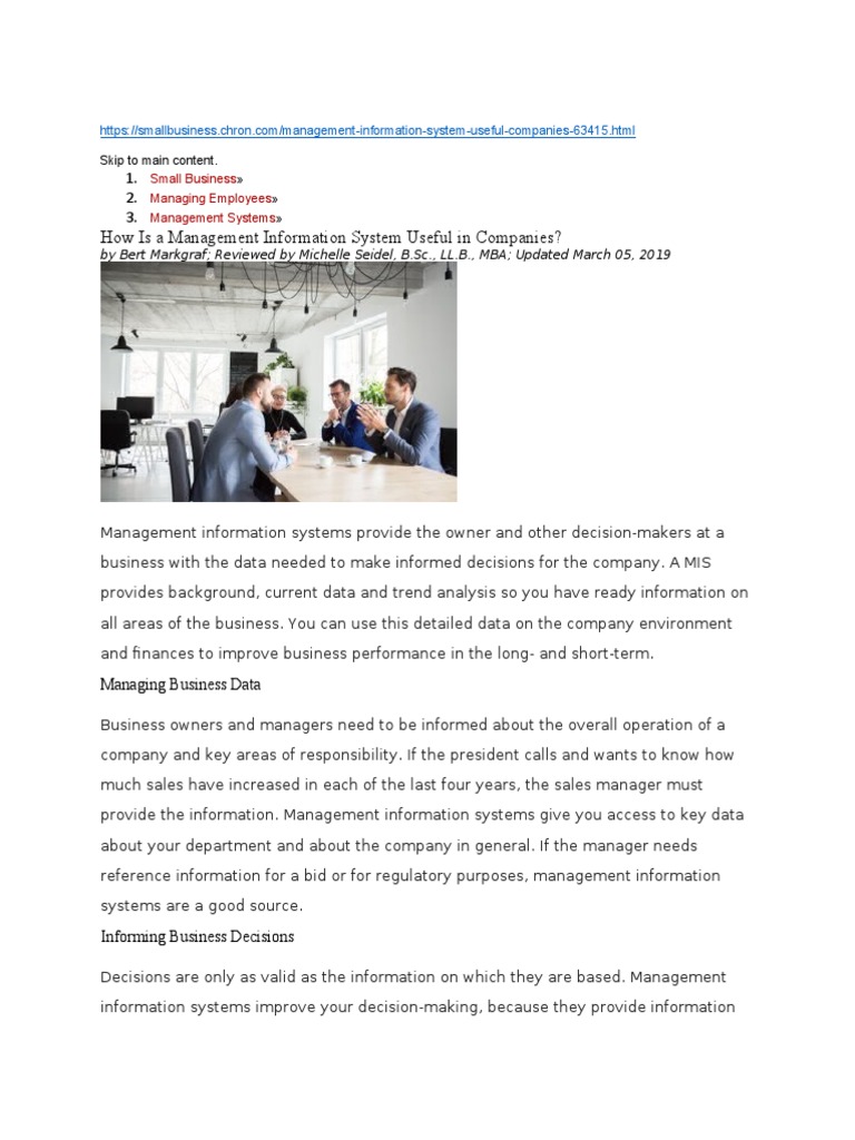 How Is A Management Information System Useful in Companies?: Small ...