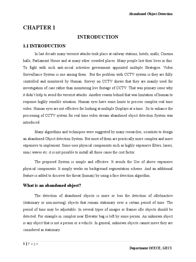 Project Report Abandoned Object Detection | PDF | Matlab | Computing