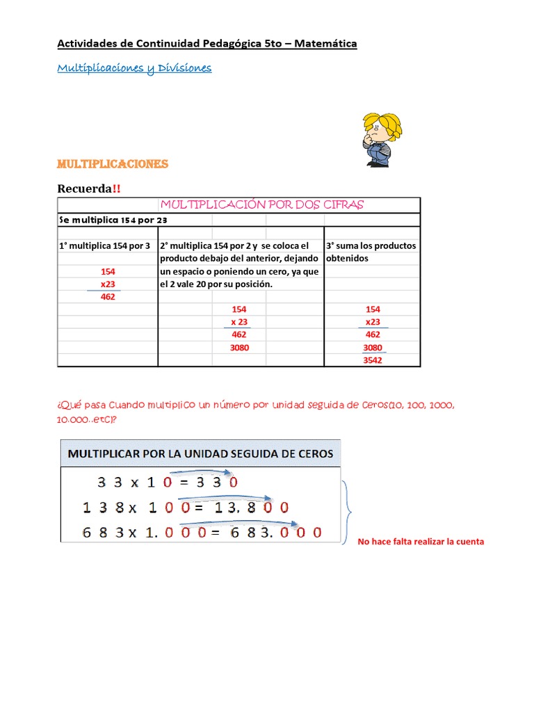 Repaso Multiplicacion y División 5to Grado | PDF | División ...