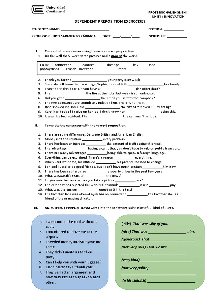 Dependent Preposition Exerccises | PDF | English Language