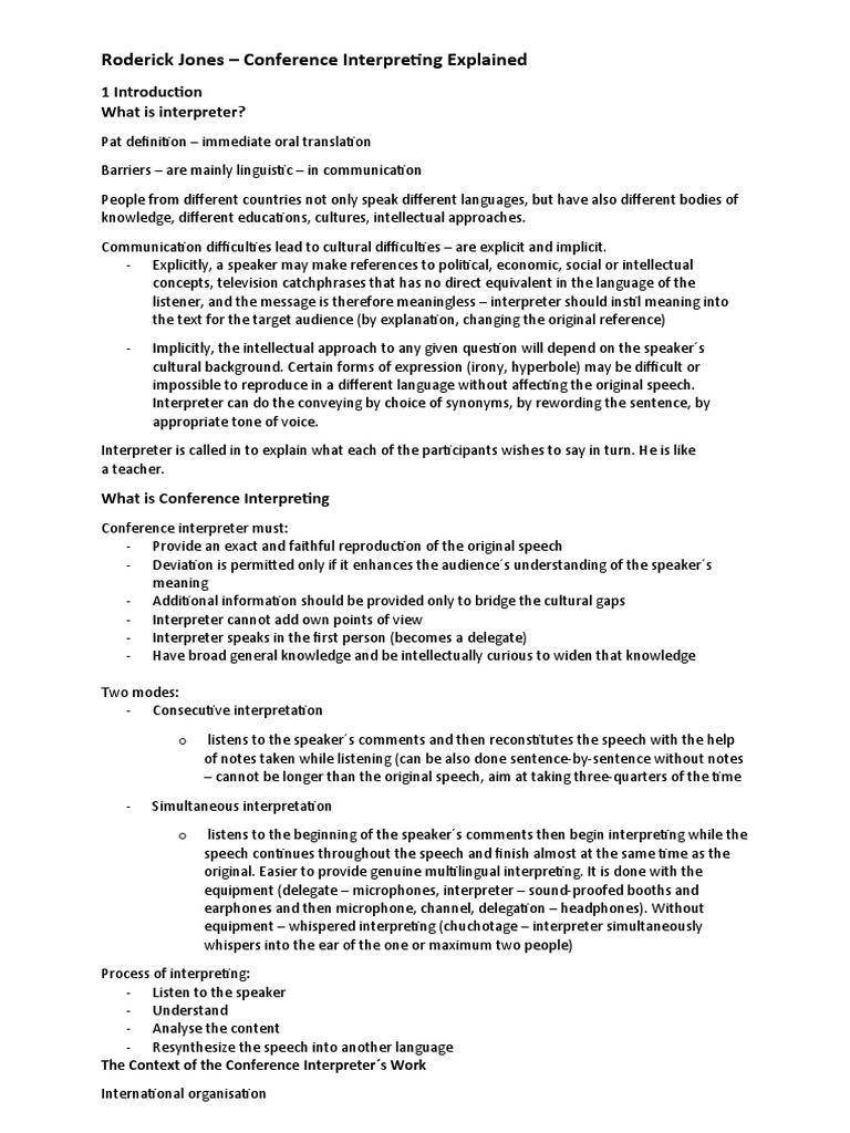 Roderick Jones - Conference Interpreting Explained | PDF | Language ...