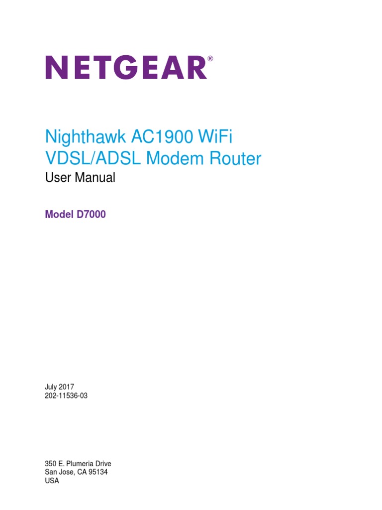 Nighthawk Ac1900 Wifi Vdsl/Adsl Modem Router: User Manual | PDF ...