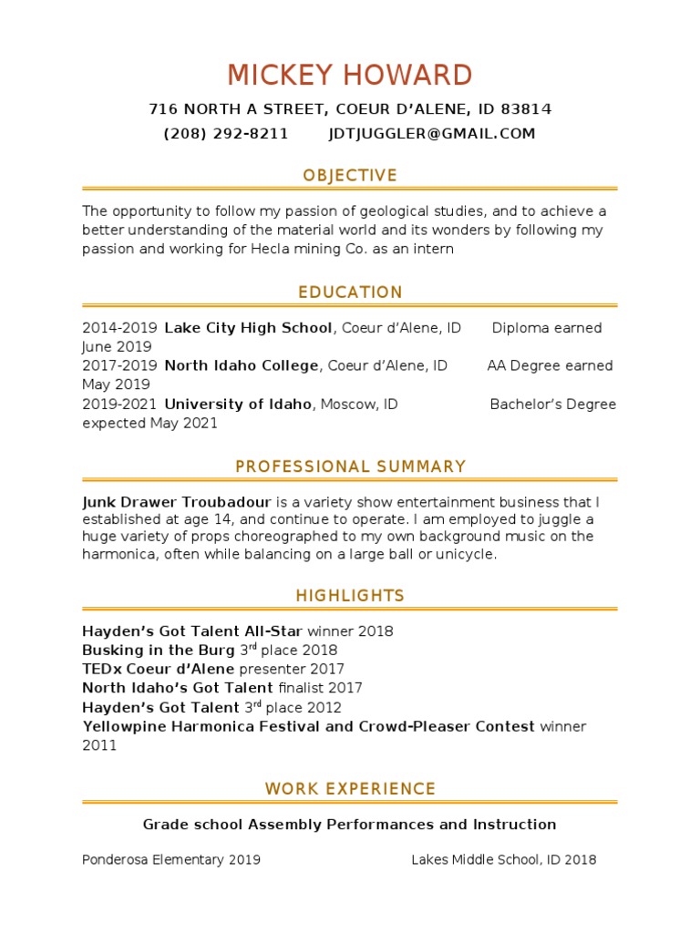 Mickey Scholarship Resume | PDF