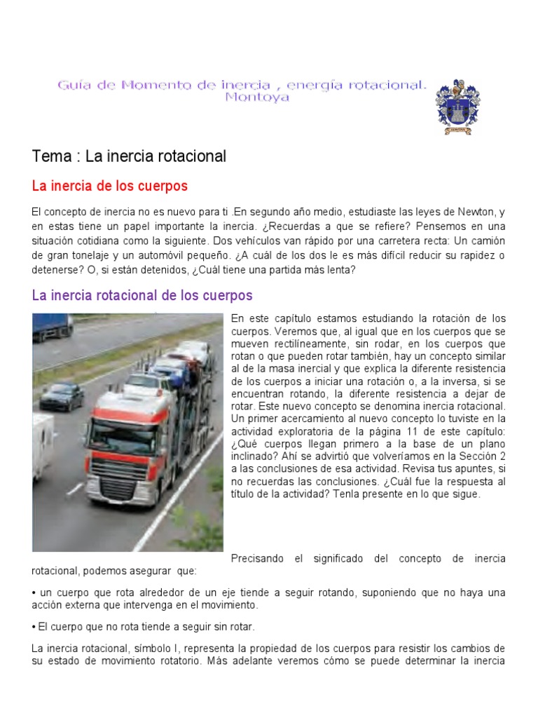 GUÍA Momento de Inercia y Energia Rotacional | PDF | Rotación | Energía ...