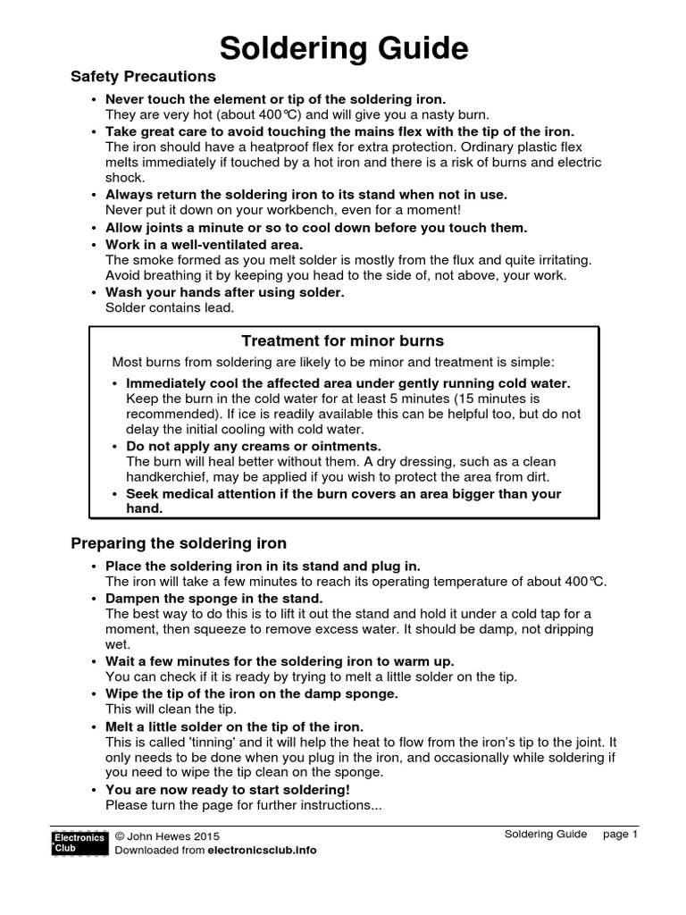 Soldering Guide: Safety Precautions | PDF