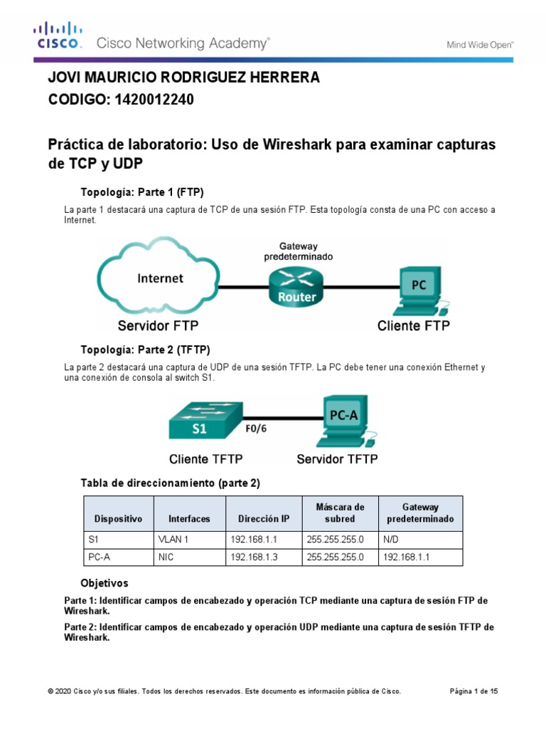 9.2.4.3 Lab - Using Wireshark To Examine TCP and UDP Captures | PDF | Protocolo de Control de ...