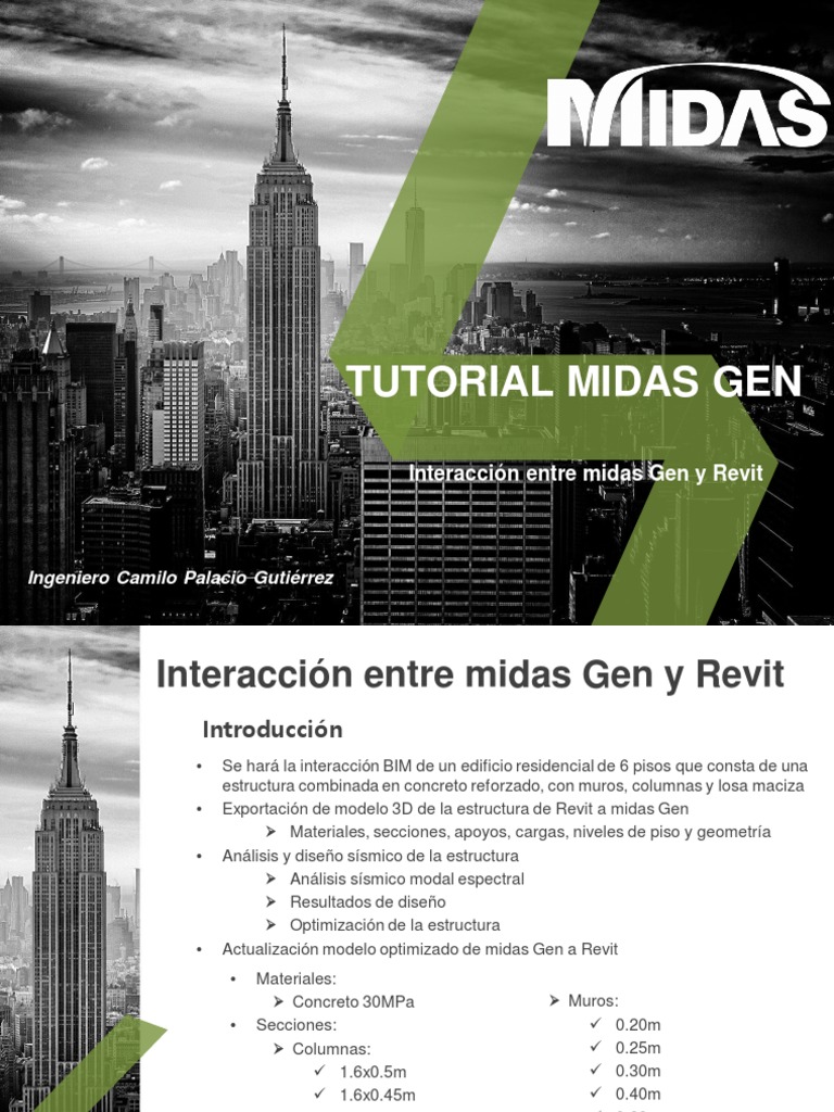 TUTORIAL MIDAS GEN. Interacción Entre Midas Gen y Revit. Ingeniero ...
