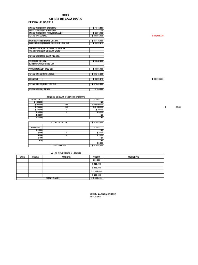 Daily cash closing report for January 3rd, 2019 | PDF | Mercado de ...