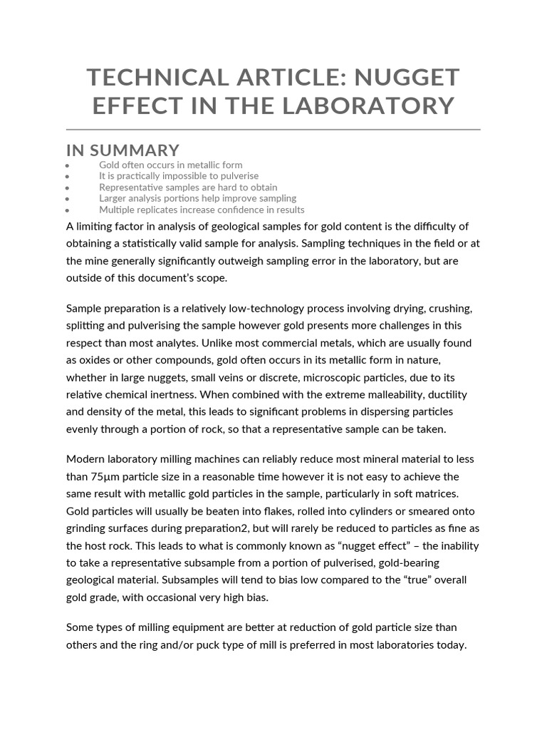 TECHNICAL - Nugget Gold Effect | PDF | Gold | Mill (Grinding)