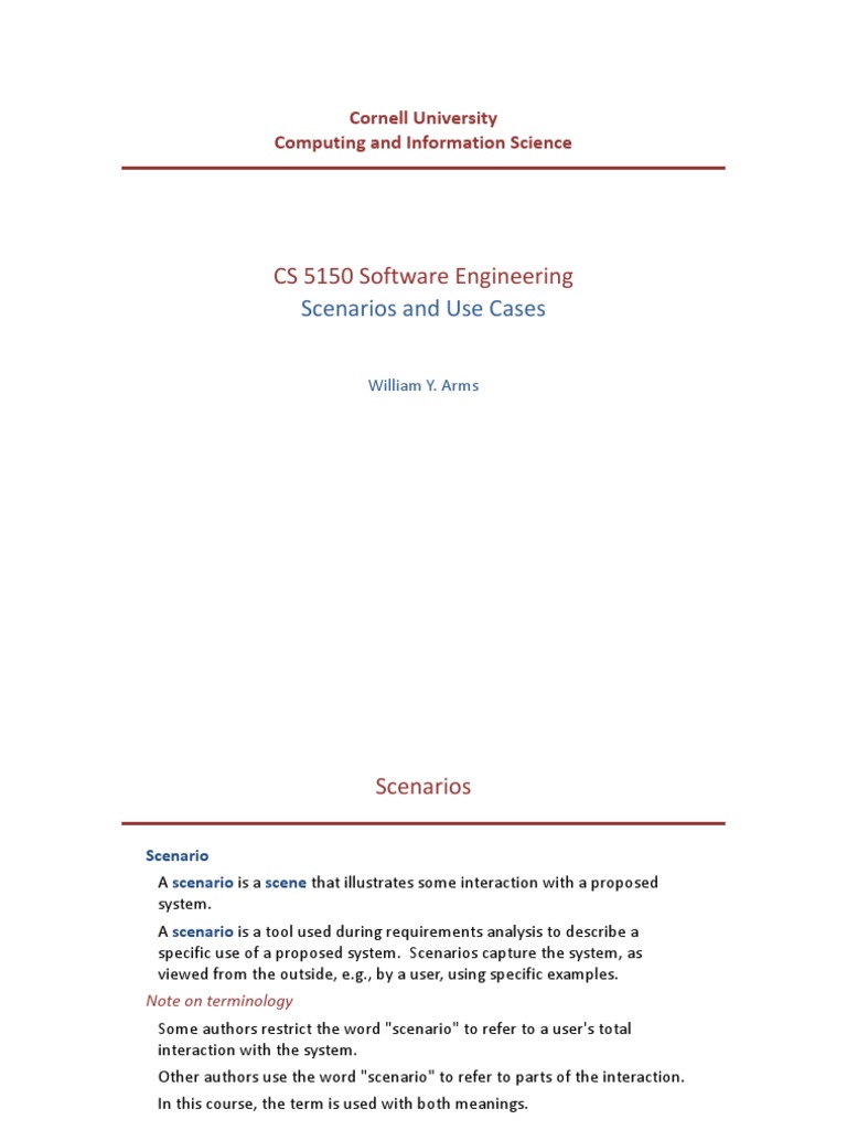 CS 5150 Software Engineering: Scenarios and Use Cases | PDF | Test ...