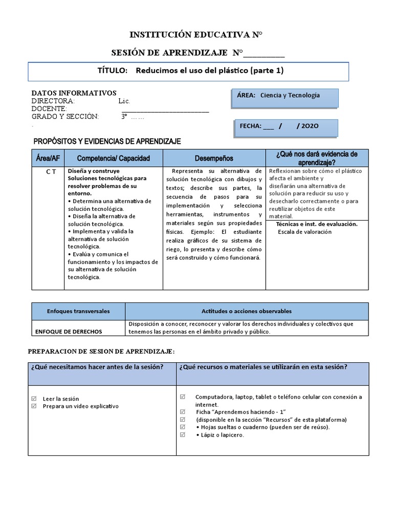 3º GRADO DIA 4 Reducimos El Uso Del Plástico (Parte 1) | PDF | El ...