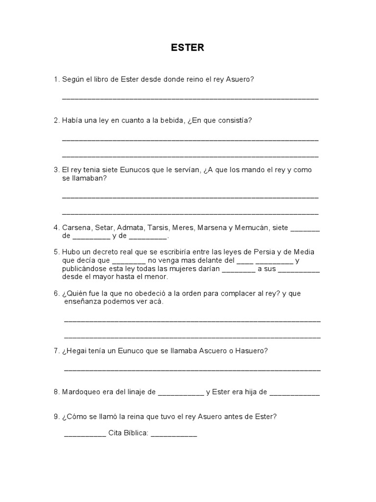 17 - Cuestionario de Ester | PDF | Libro de Ester | Textos Religiosos