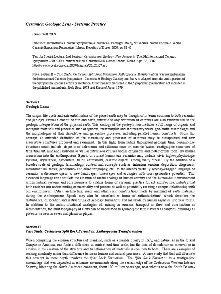Ceramics: Geologic Lens - Systemic Practice | PDF | Anthropocene | Geology