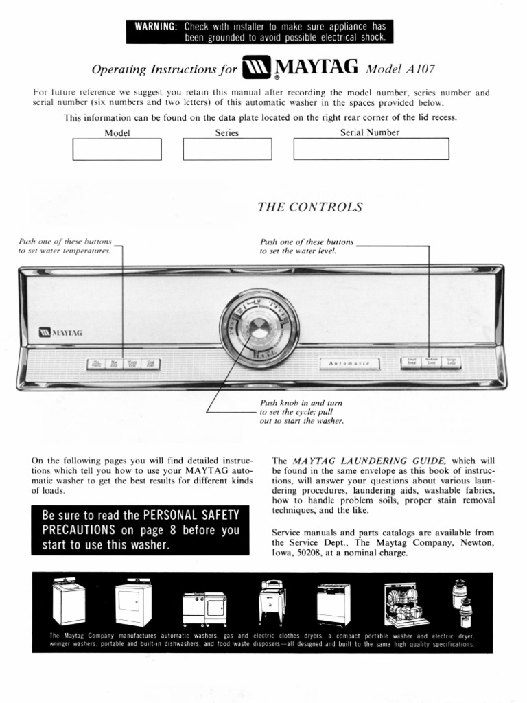 A106 Maytag Washer Operating Instructions | PDF | Washing Machine | Laundry