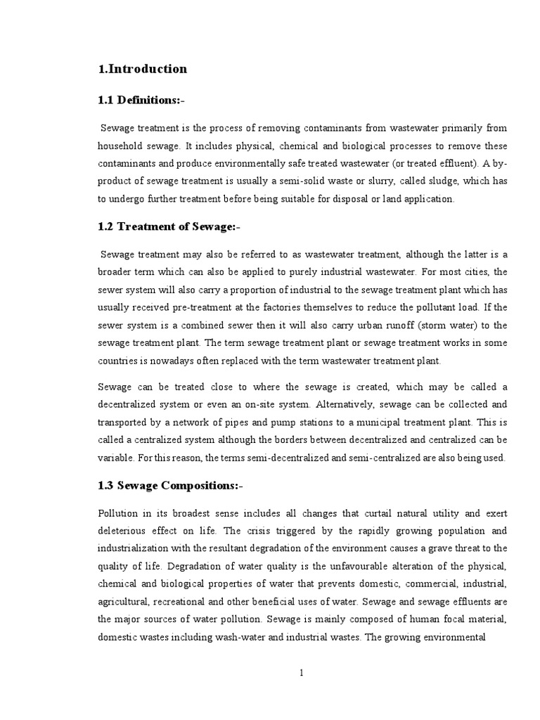 STP Project Report | PDF | Sewage Treatment | Sanitary Sewer