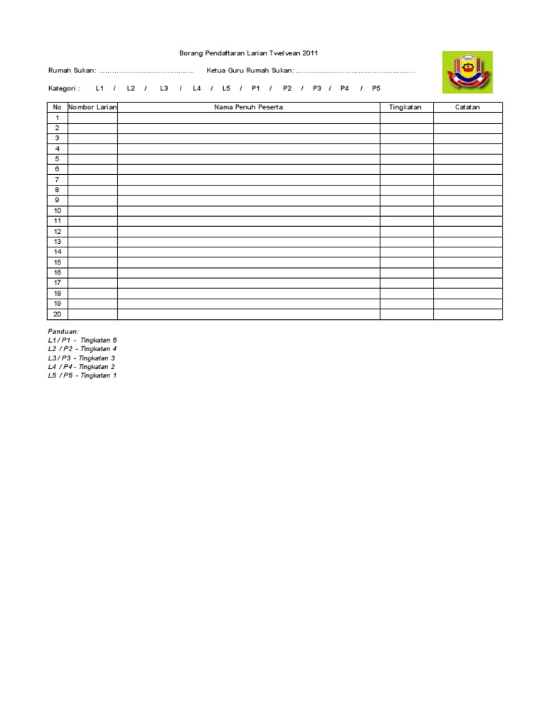 Borang Pendaftaran Larian Twelvean | PDF