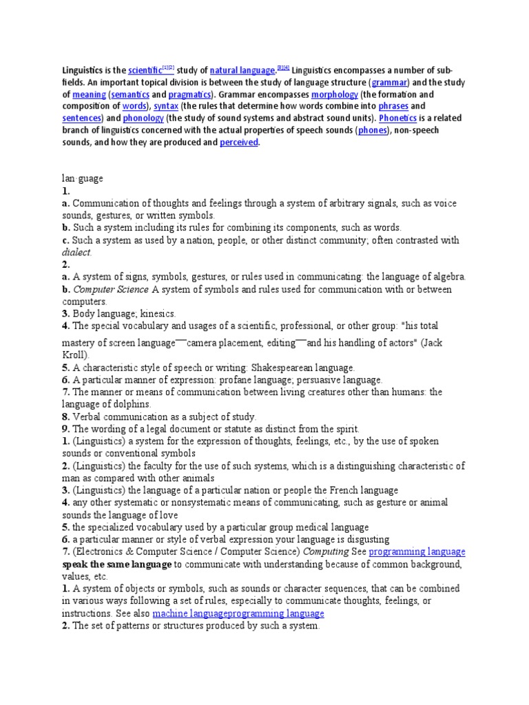 Definition of Language | Download Free PDF | Linguistics | Human ...