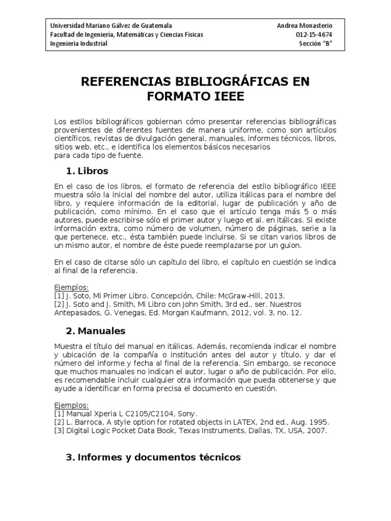 Referencias Formato IEEE | PDF | Citación | Comunicación escrita