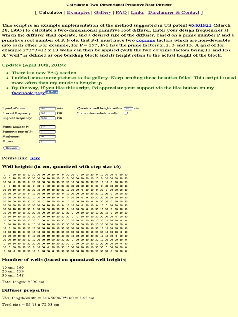 Calculate A Two-Dimensional Primitive Root Diffuser | PDF | Teaching ...