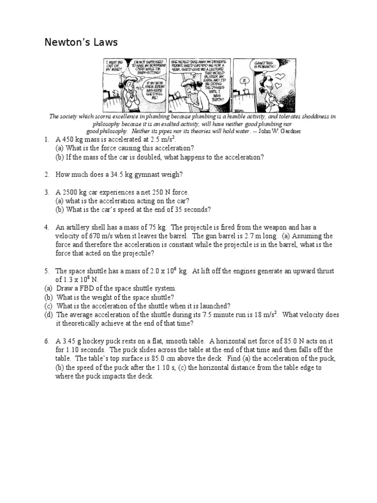 Unit 3 - Worksheetpackage - 1 Newtons Laws | PDF