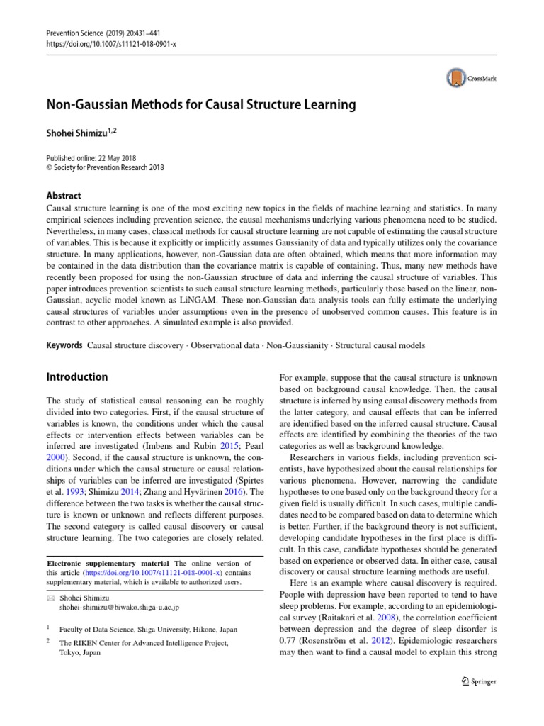 Non-Gaussian Methods For Causal Structure Learning: Shohei Shimizu | PDF | Causality ...