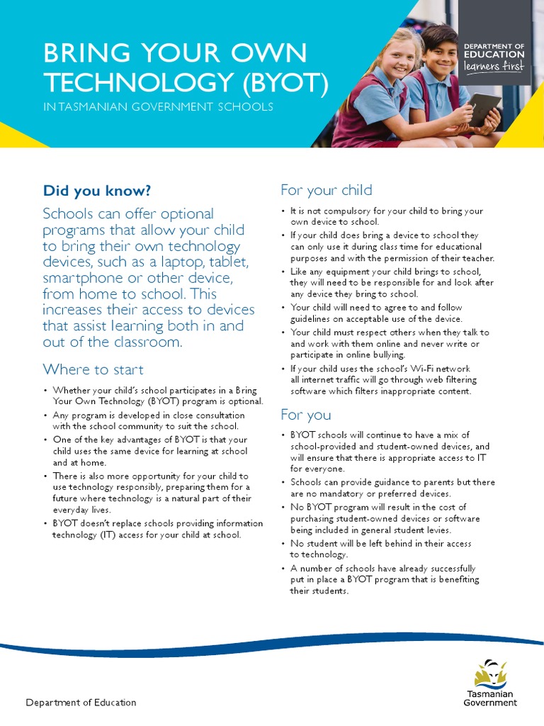 Infosheet Bring Your Own Technology | Download Free PDF | Communication ...
