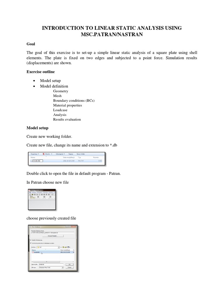 Introduction To Linear Static Analysis Using MSC - Patran/Nastran | PDF | Menu (Computing ...
