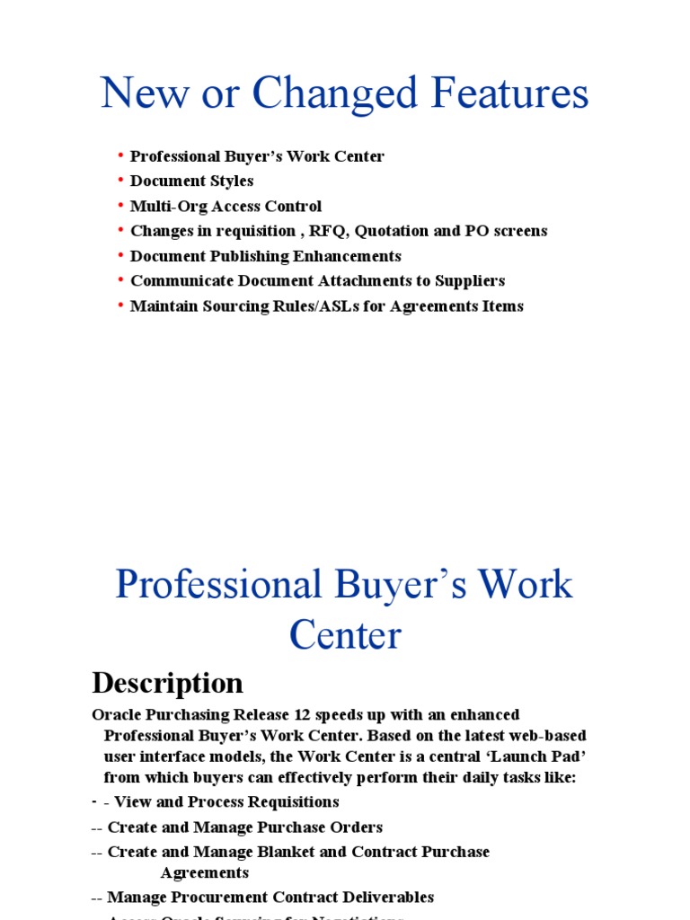 New Features Of R12 Oracle Apps Purchasing Pdf Procurement Web