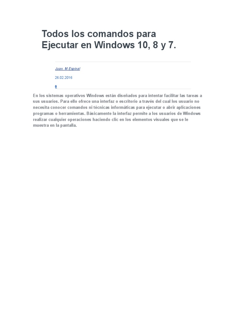 Todos Los Comandos para Ejecutar en Windows 10 | PDF | Windows 10 | Microsoft Windows