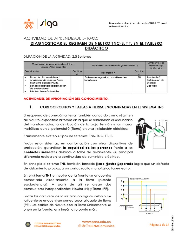 Diagnóstico de Régimen Neutro TNC-S y TT | PDF | Corriente eléctrica ...
