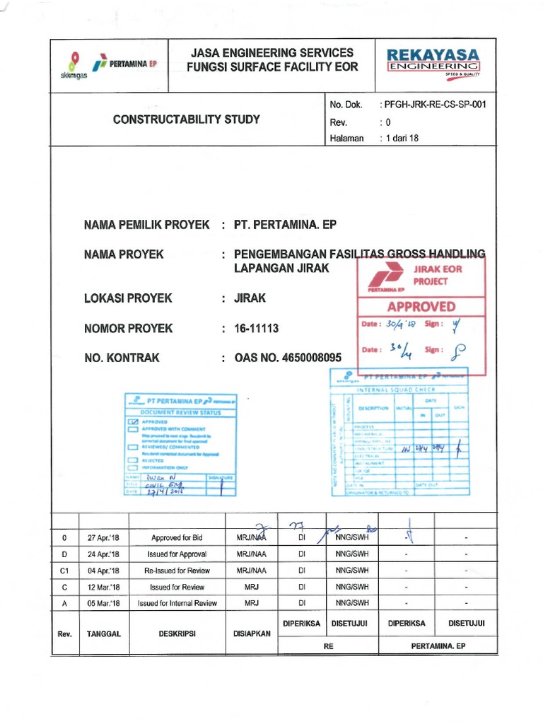PFGH-JRK-RE-CS-SP-001 - Rev.0 CONSTRUCTABILITY STUDY PDF | PDF