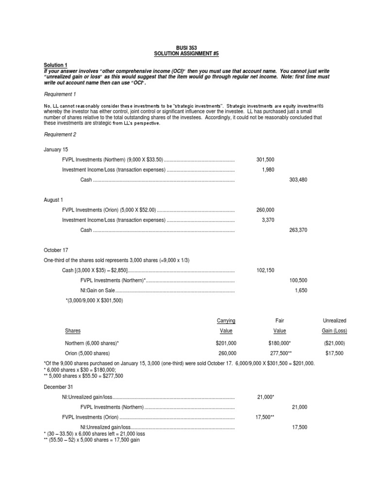 BUSI 353 S18 Assignment 5 SOLUTION | PDF | Financial Accounting ...